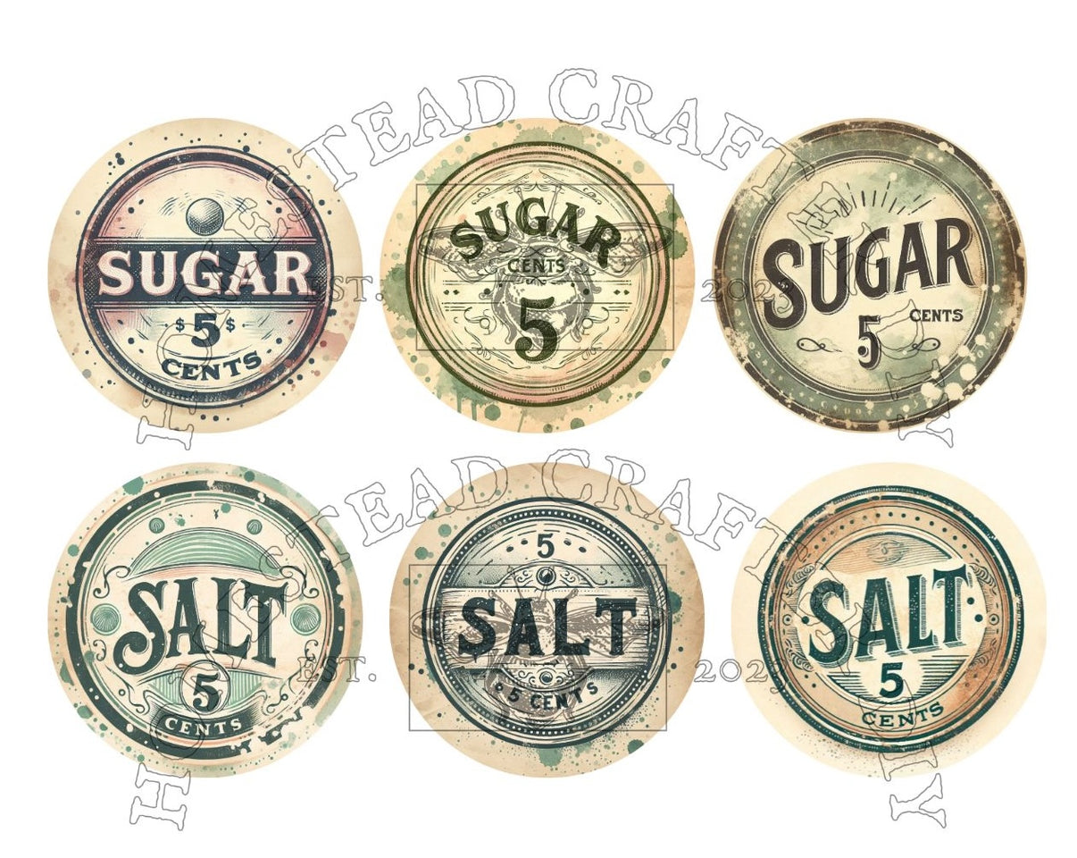 Sugar & Salt Labels - Printed on rice paper – Homestead Crafter LLC